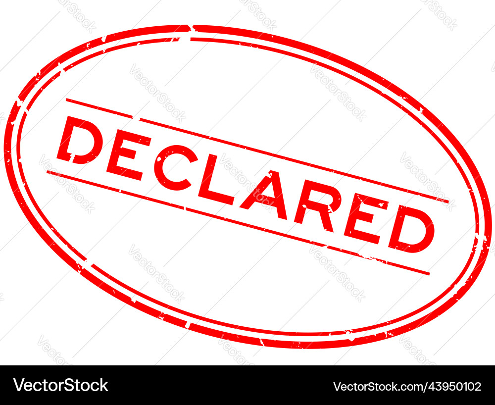 Grunge red declared word oval rubber seal stamp Vector Image