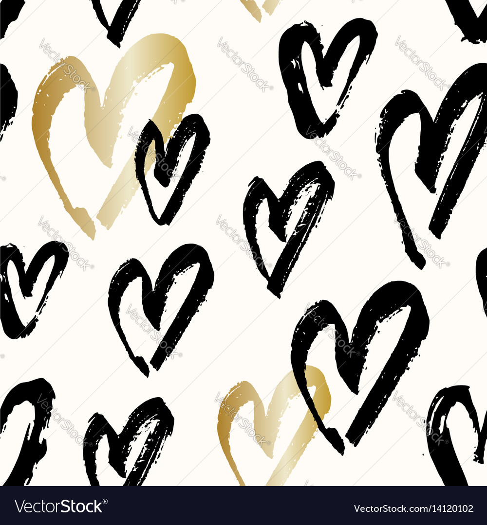 Hand painted hearts pattern Royalty Free Vector Image