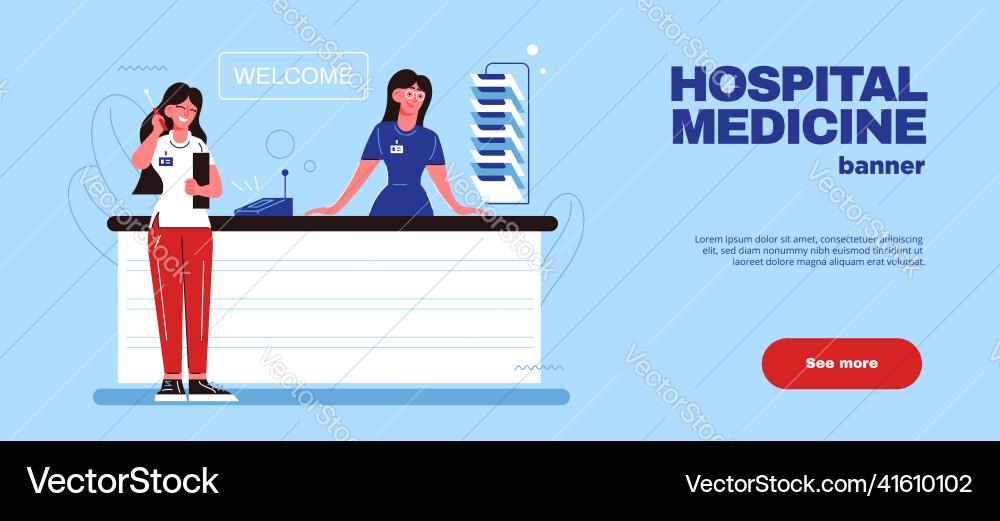 Hospital medicine horizontal banner Royalty Free Vector