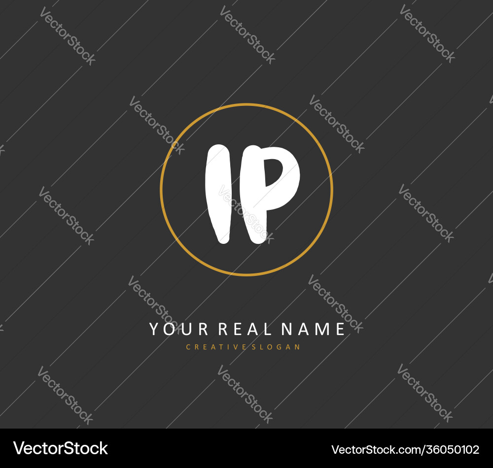 Ip initial letter handwriting and signature logo Vector Image