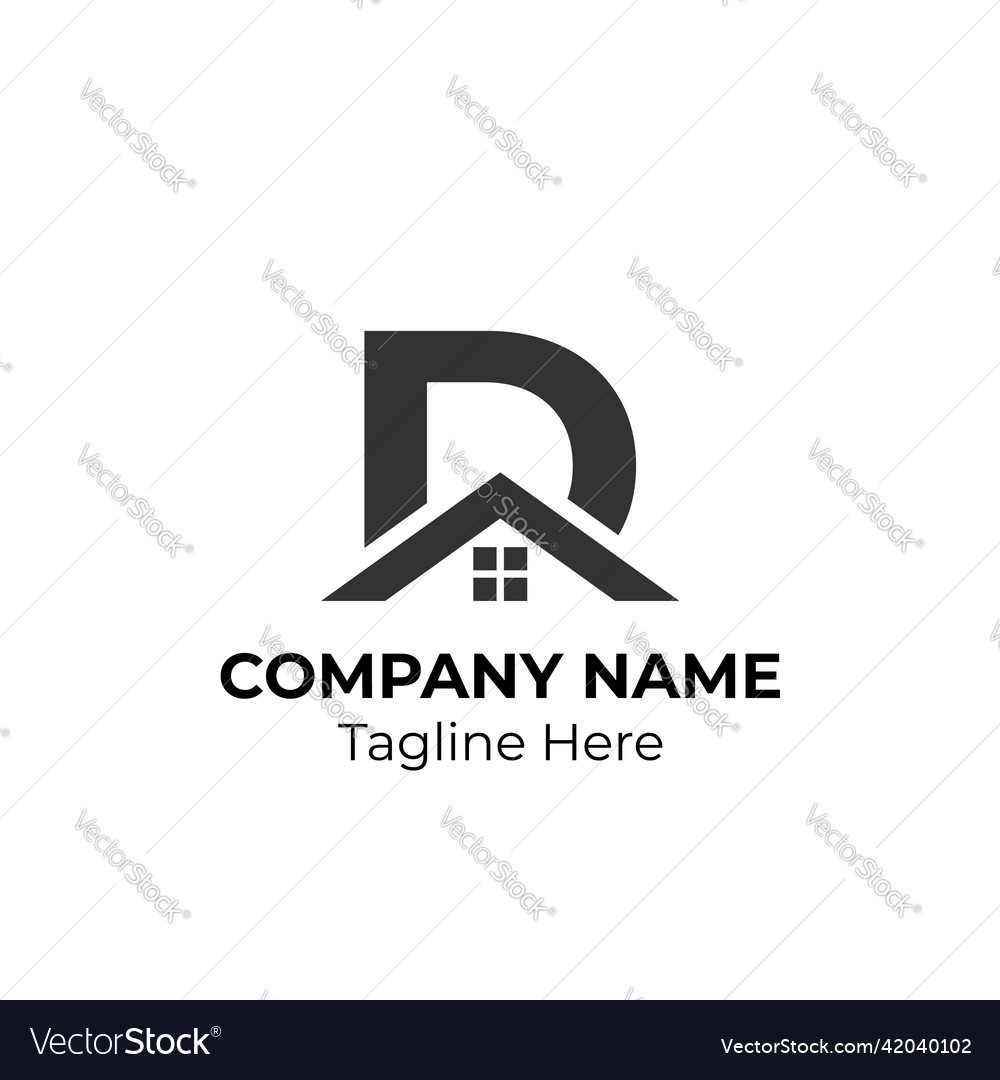 Logogram d with house element Royalty Free Vector Image