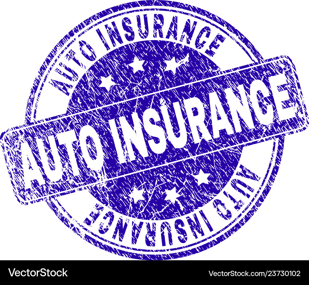 Scratched textured auto insurance stamp seal Vector Image