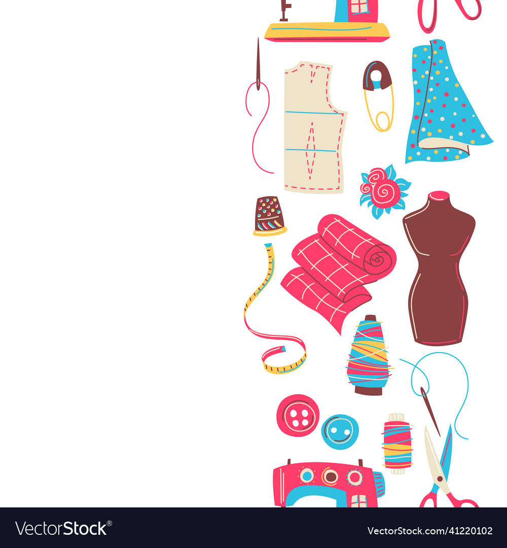 Seamless pattern with needlework sewing items Vector Image