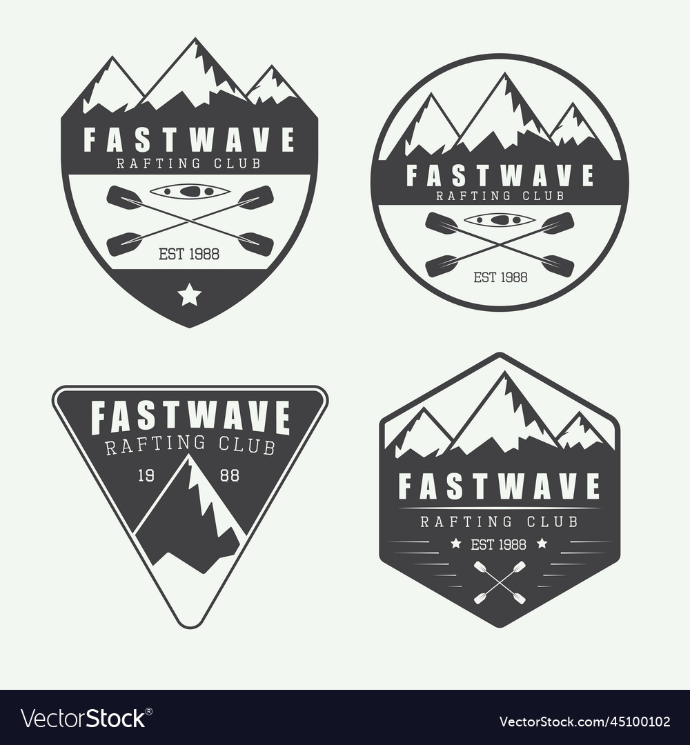 Set if vintage rafting logo labels and badges Vector Image Set if vintage rafting logo labels and badges Vector Image
