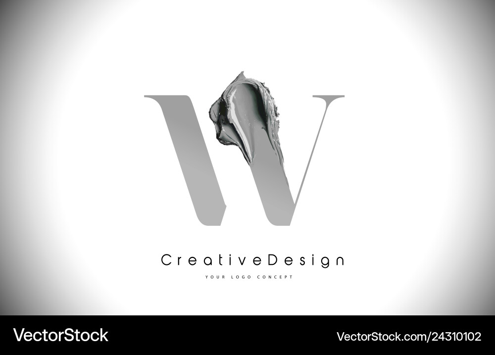 W letter design brush paint stroke black Vector Image