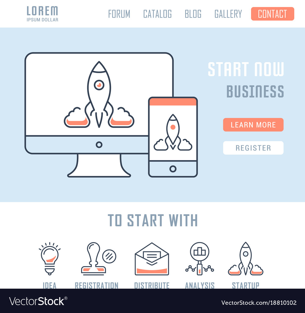 Website banner and landing page startup Royalty Free Vector