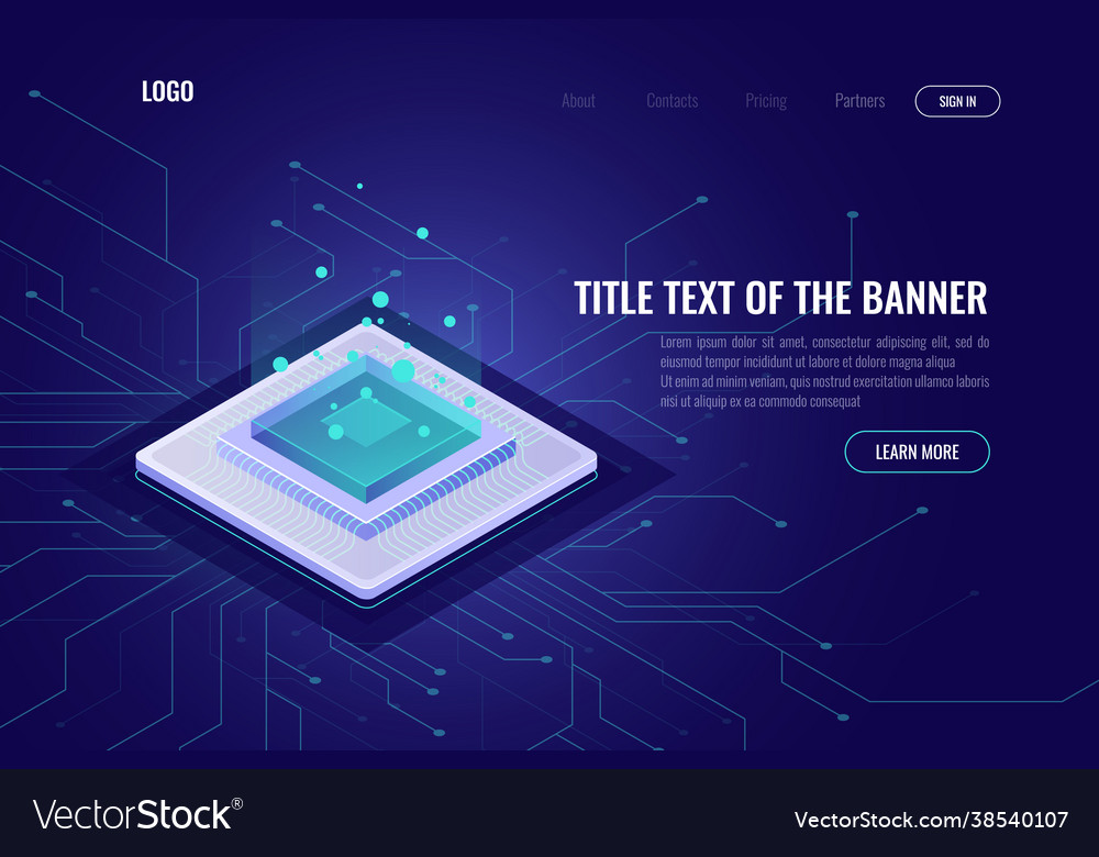 Computer technology isometric abstract banner cpu Vector Image