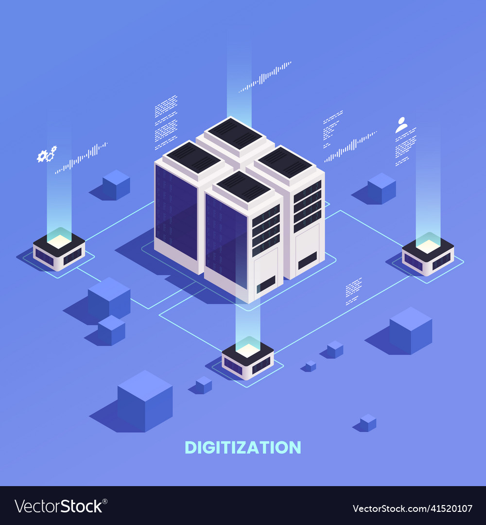 Digitalization isometric composition Royalty Free Vector