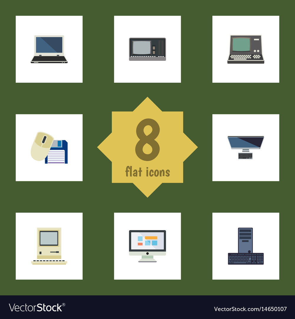 Flat computer set of notebook computing display Vector Image