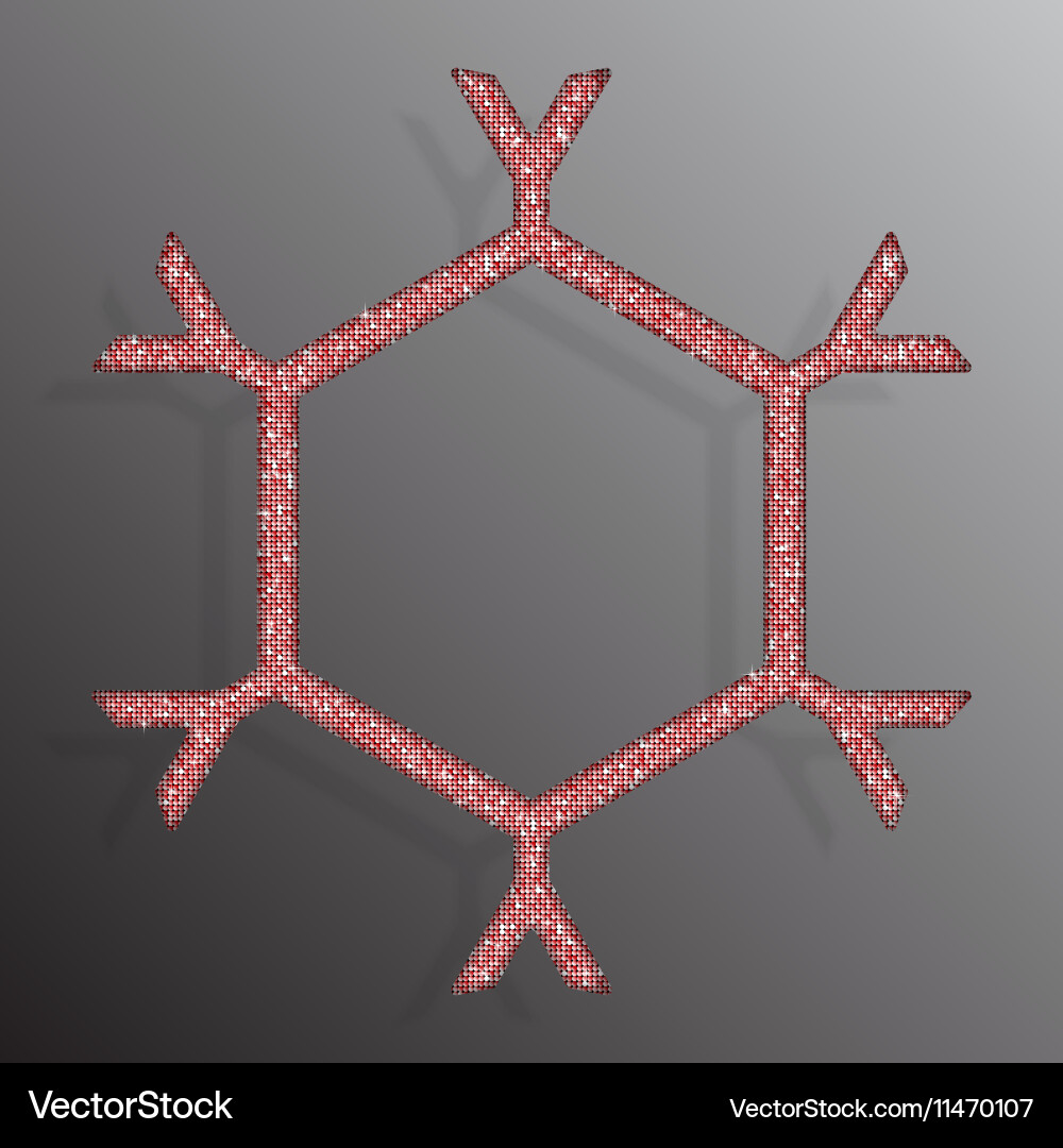 Frame Red Sequins Snowflake Glitter Sparkle Vector Image