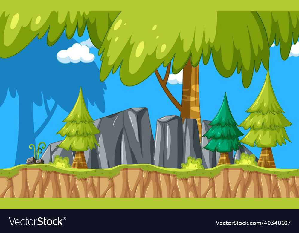 Game template forest scene Royalty Free Vector Image
