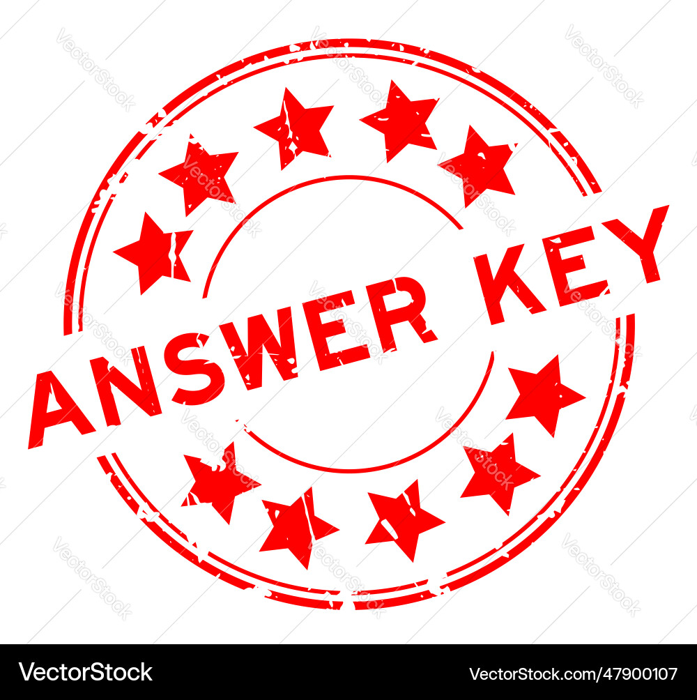 Grunge red answer key word round rubber seal Vector Image