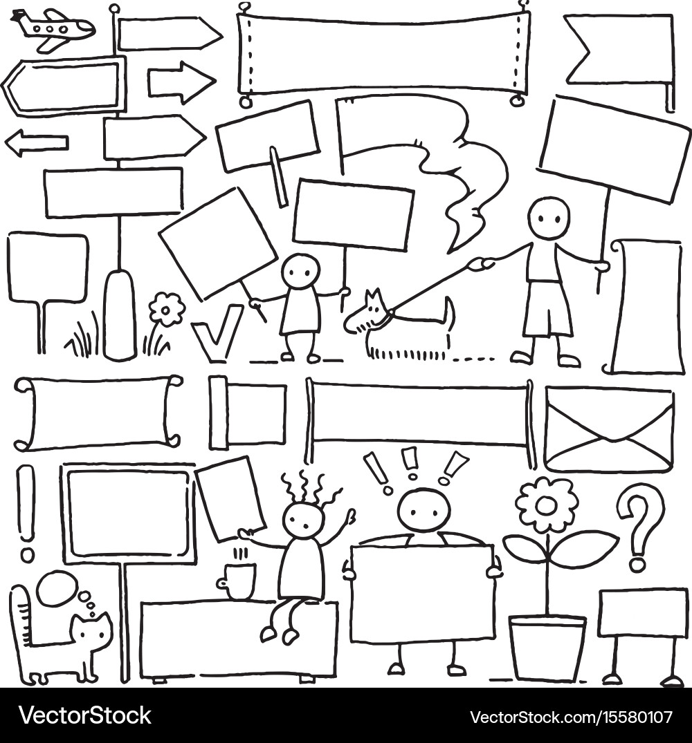 Hand drawn posters billboards and peoples Vector Image