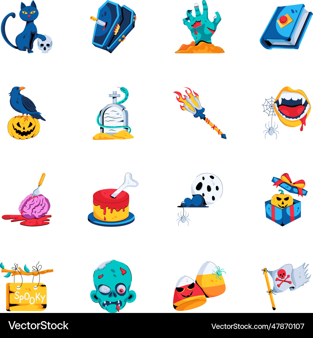 Modern pack of halloween flat icons Royalty Free Vector