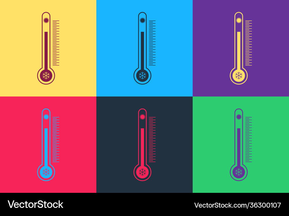 Pop art thermometer with scale measuring heat Vector Image