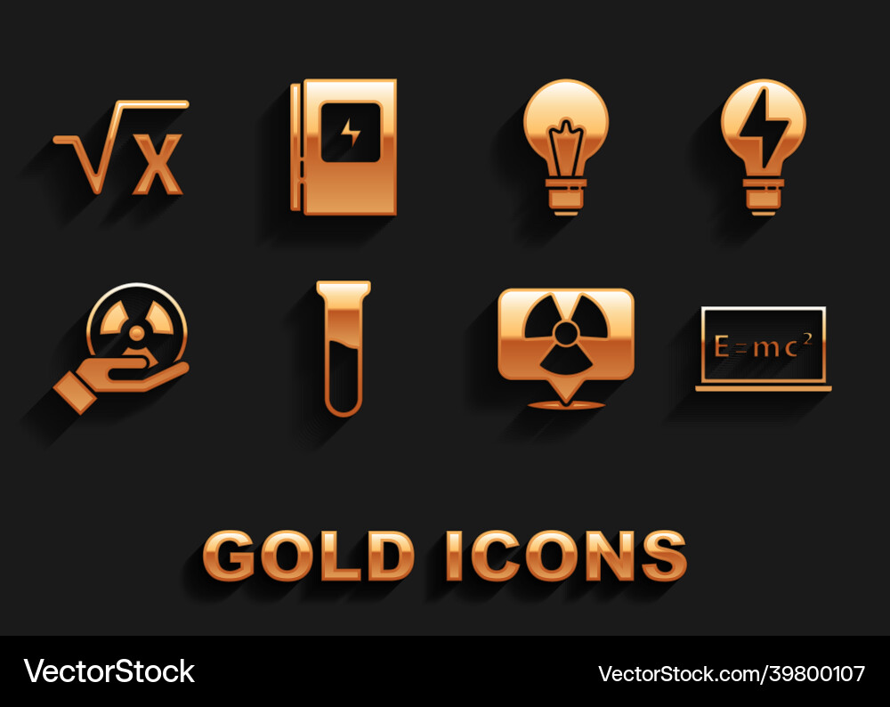 Set test tube and flask light bulb with lightning Vector Image