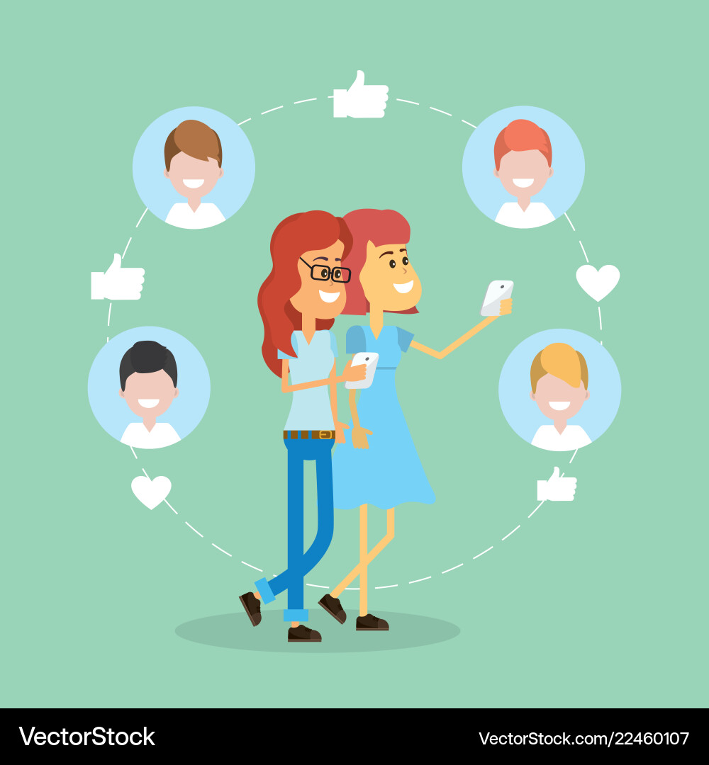 Women and social networks Royalty Free Vector Image