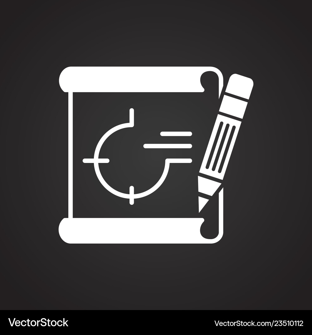 Blueprint icon on black background for graphic Vector Image