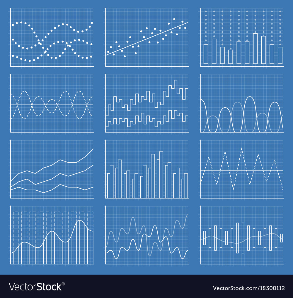 Business chart collection set of graphs data Vector Image
