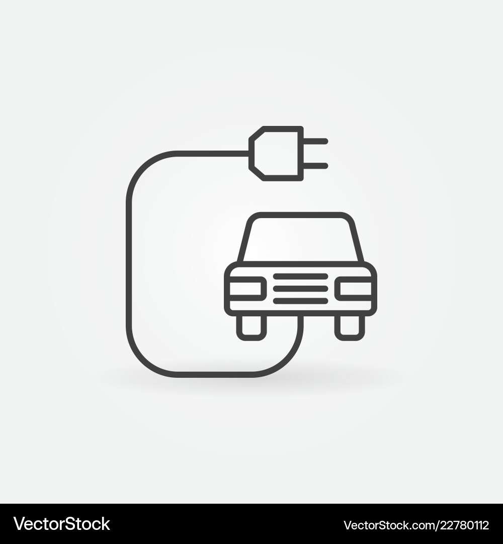 Electric vehicle with plug concept line icon Vector Image