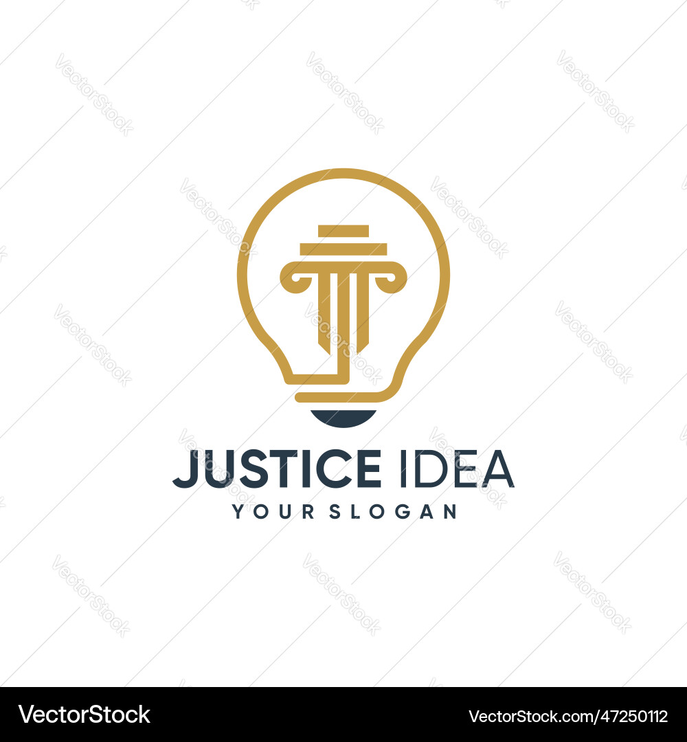 Justice logo with location element and line art Vector Image