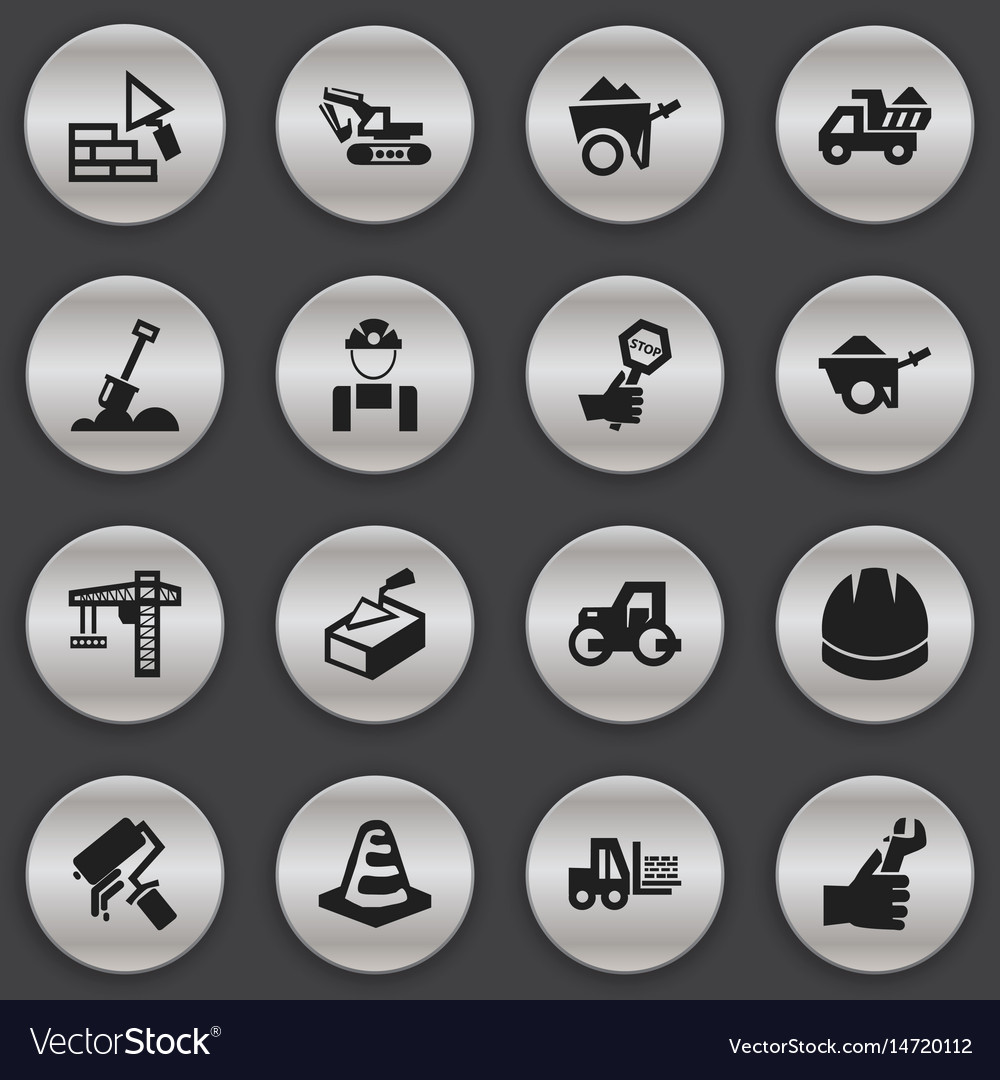 Set of 16 editable structure icons includes Vector Image