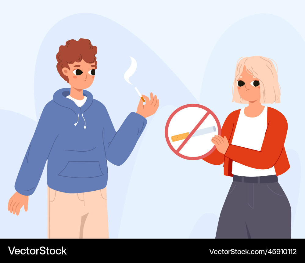 Stop smoking smoker and anti cigarettes teeneger Vector Image