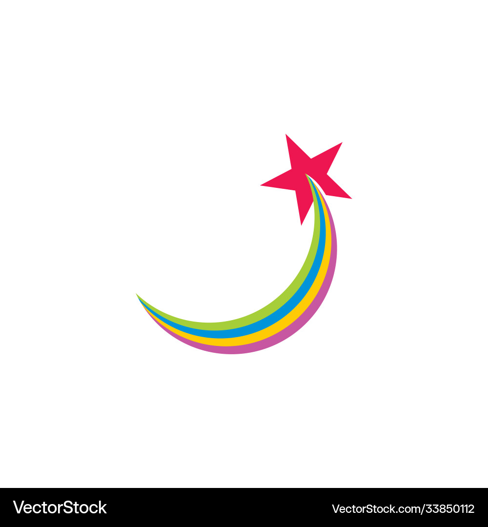 Swoosh movement star colorful decor logo Vector Image
