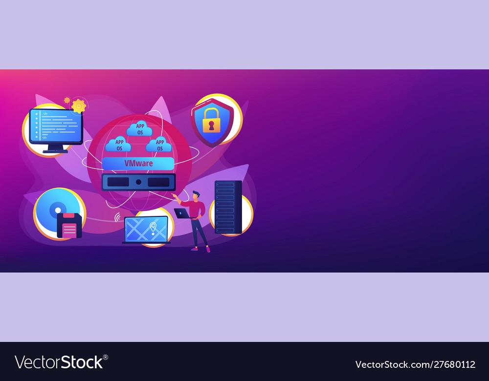 Virtualization technology concept banner header Vector Image