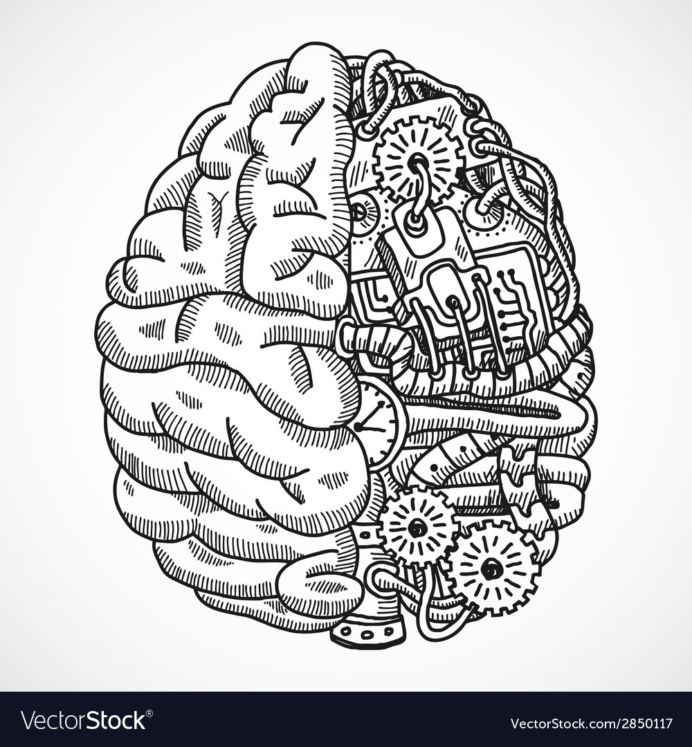 Brain as processing machine Royalty Free Vector Image