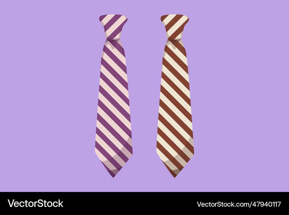 Cartoon flat style drawing two striped tie icon Vector Image