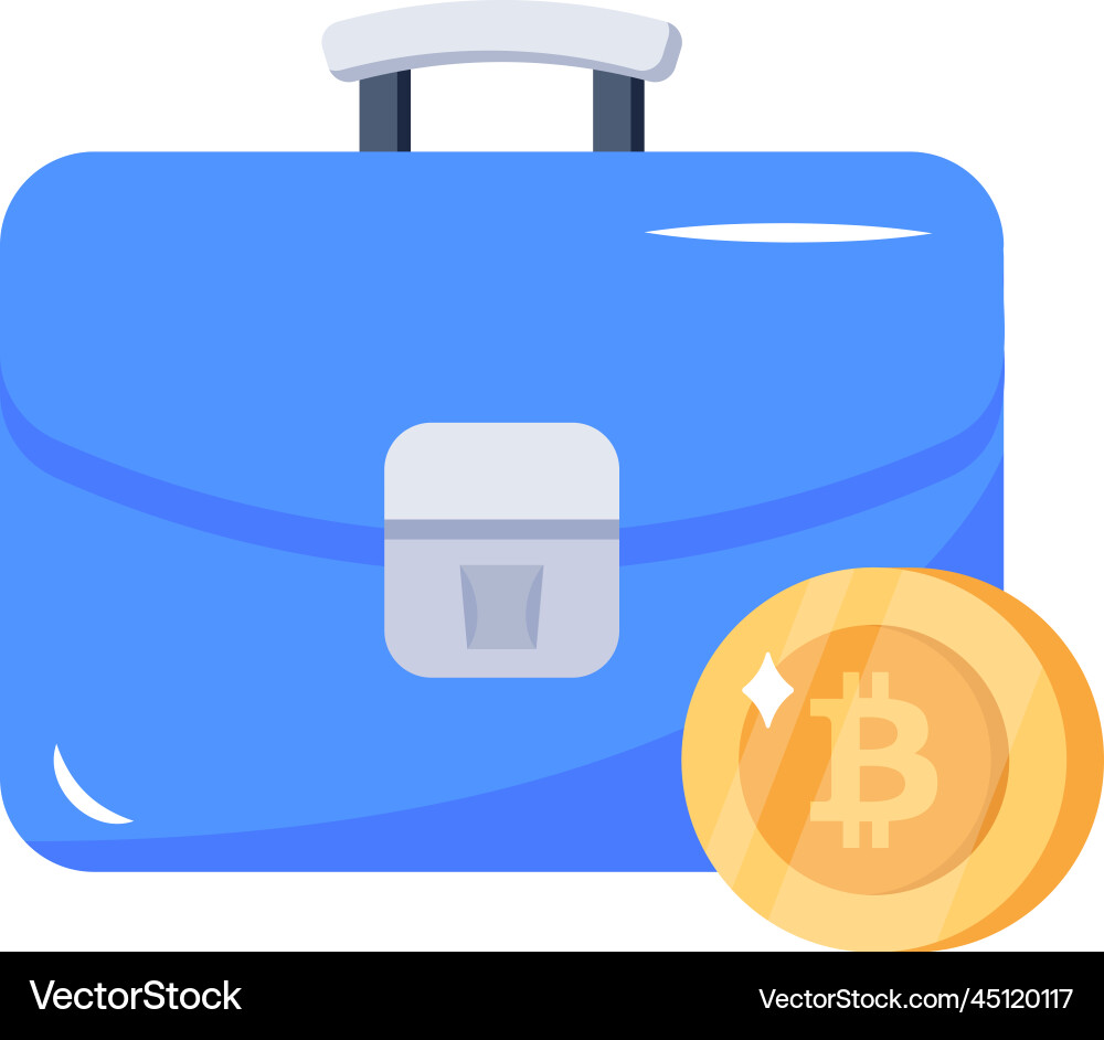 Check out flat icon of bitcoin bag Royalty Free Vector Image