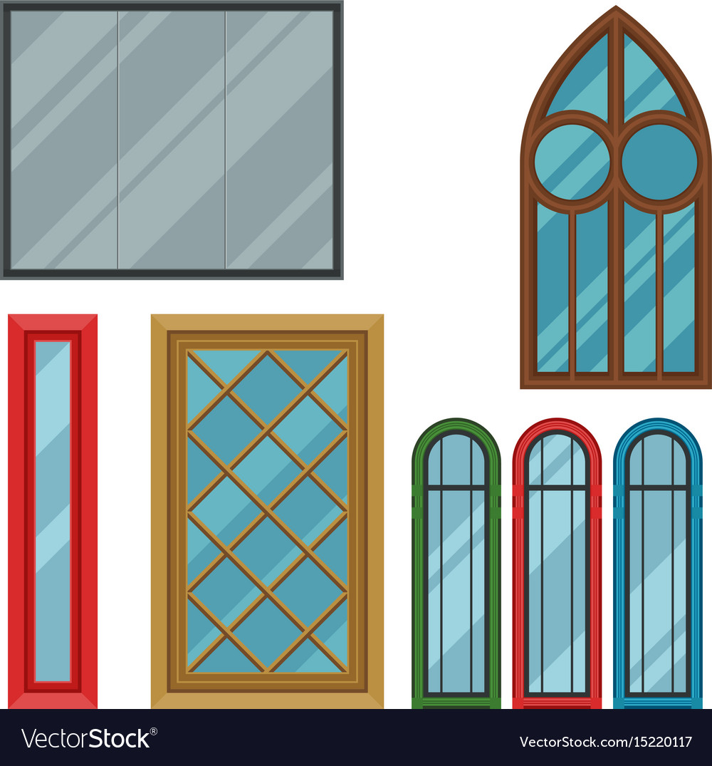 Different types house windows elements flat style Vector Image