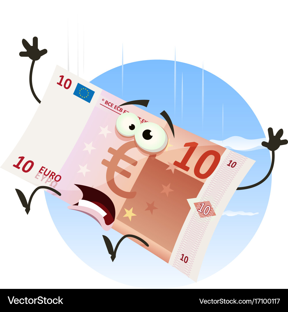 Euro bill character falling Royalty Free Vector Image