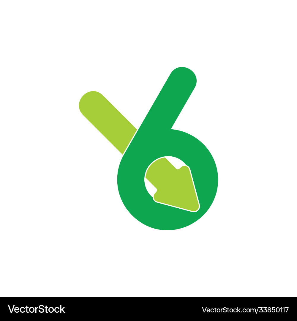 Number 6 arrow motion overlap colorful design Vector Image