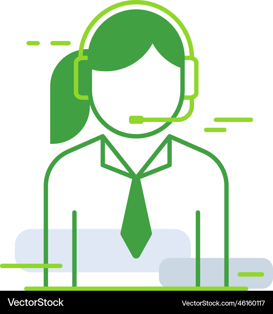 Operator business people icon with green outline Vector Image