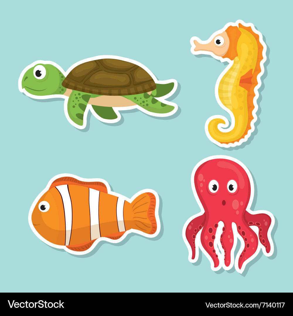 Sea fauna cartoon Royalty Free Vector Image - VectorStock
