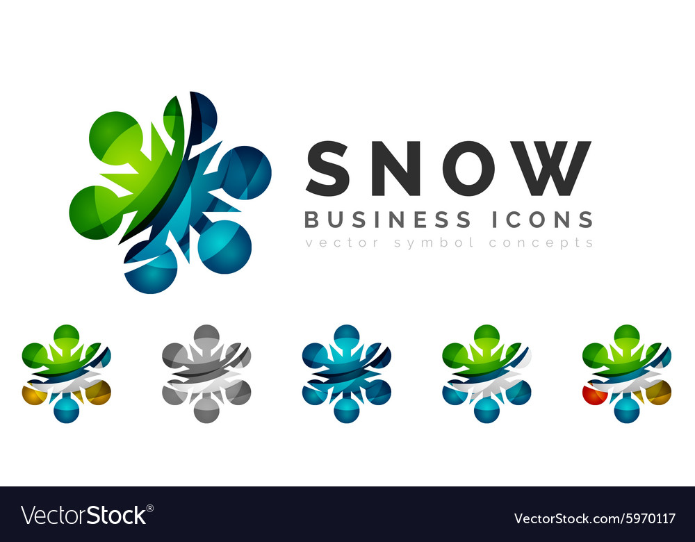 Set of abstract colorful snowflake logo icons Vector Image