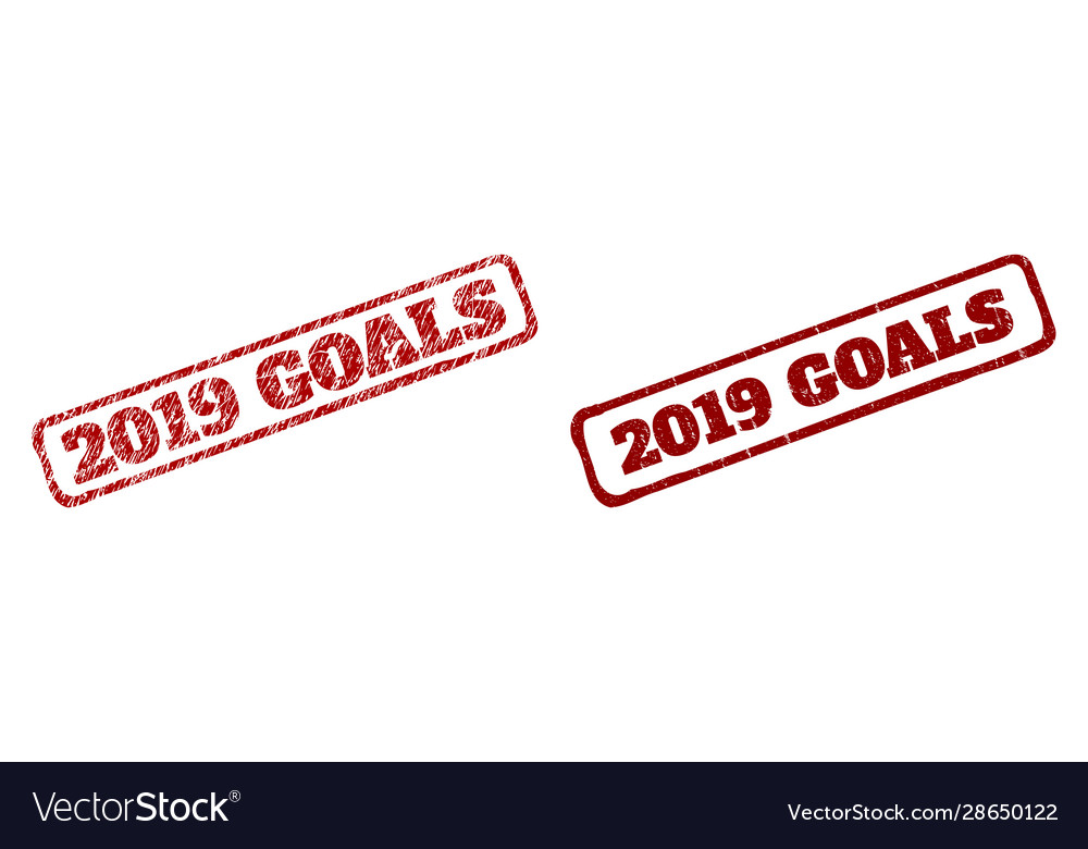 2019 goals red rough rectangular watermarks Vector Image