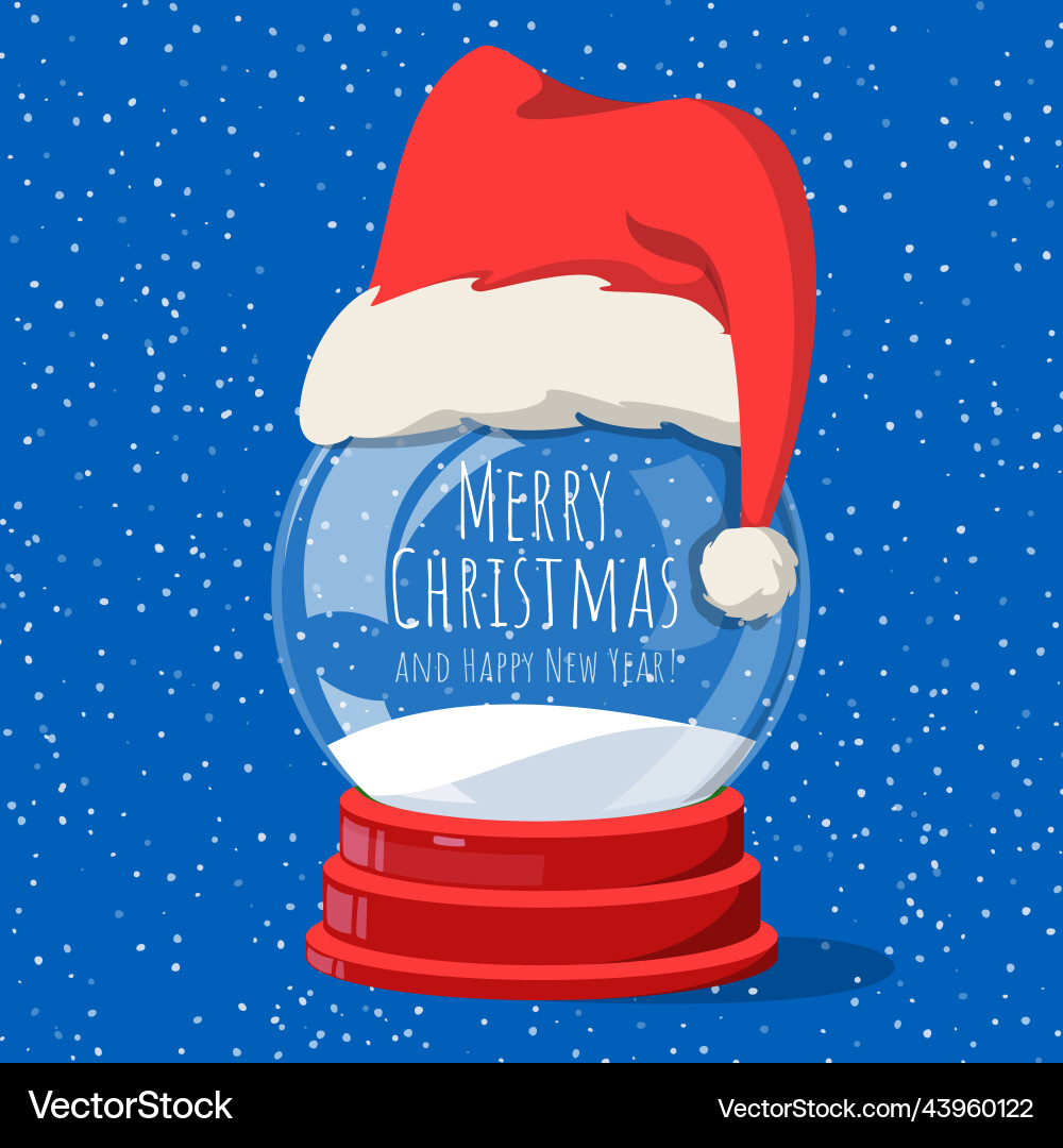 Christmas snowglobe with a santa claus hat Vector Image