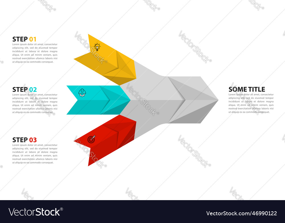 Infographic template 3 arrows merging into one Vector Image Infographic template 3 arrows merging into one Vector Image