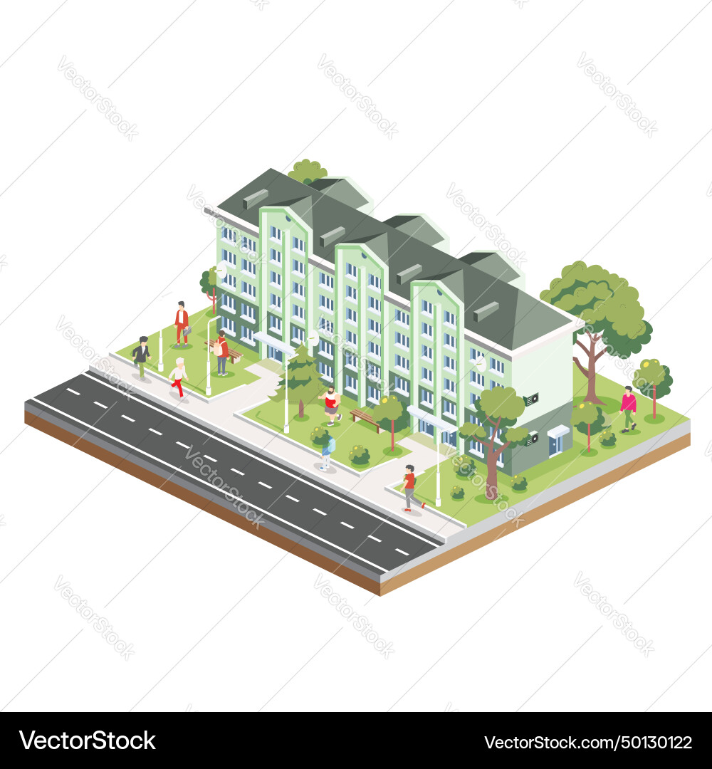 Isometric residential six storey building Vector Image