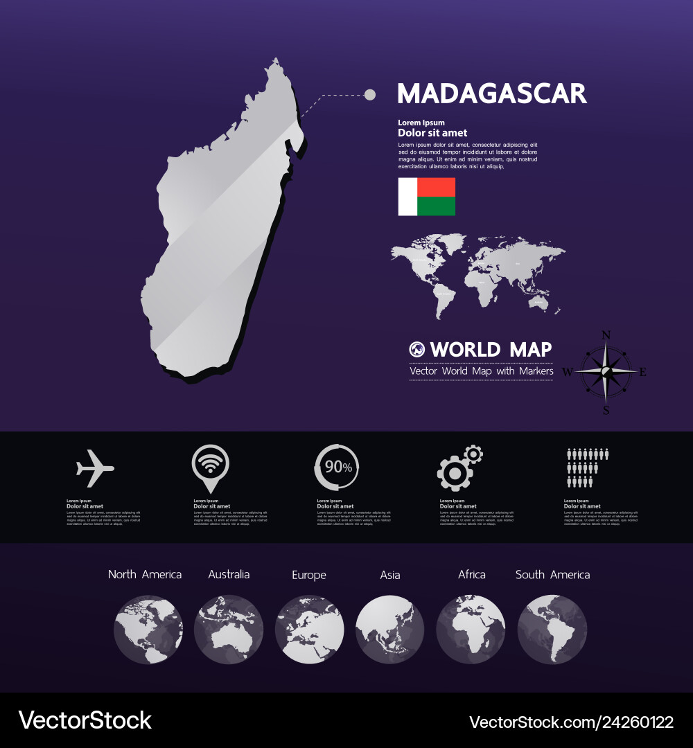 Madagascar map Royalty Free Vector Image - VectorStock