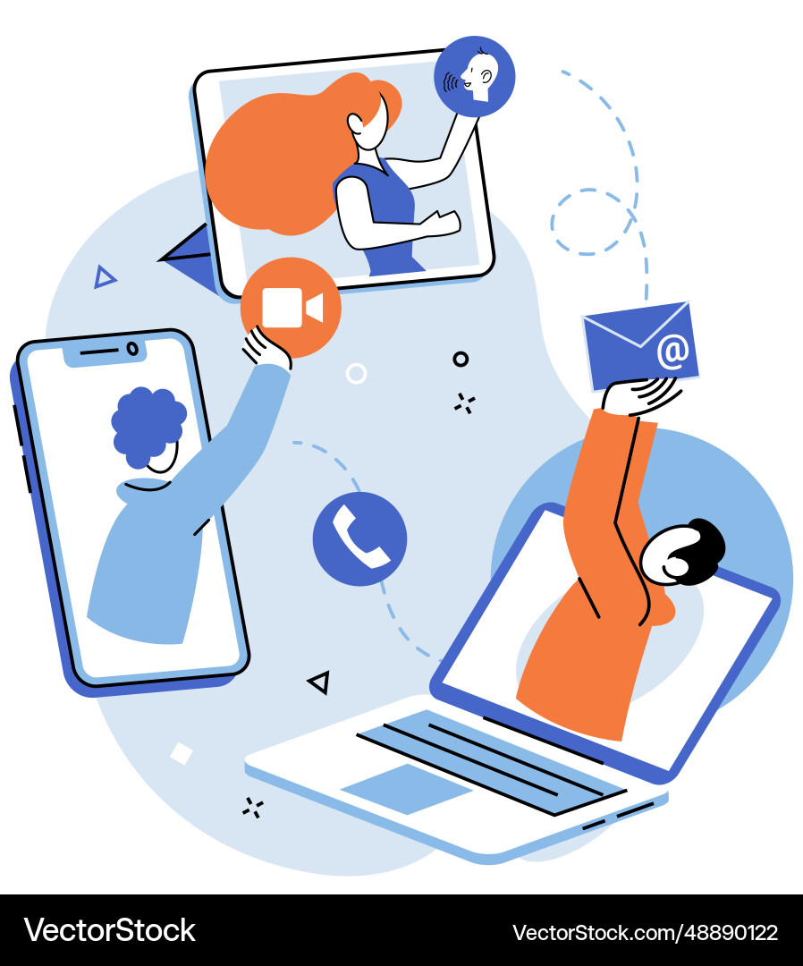 Man having conference call with business team Vector Image