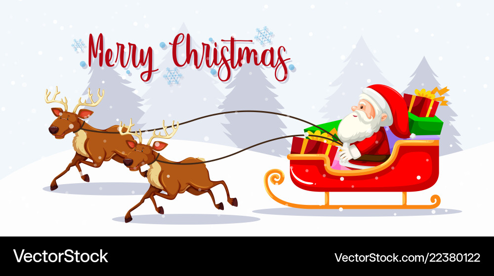 Merry christmas santa on sleigh Royalty Free Vector Image
