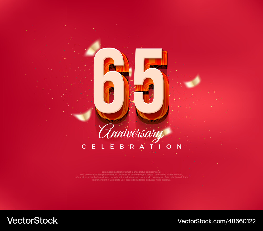 Modern design number for the 65th anniversary Vector Image