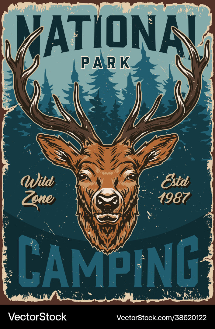 National park colorful poster Royalty Free Vector Image