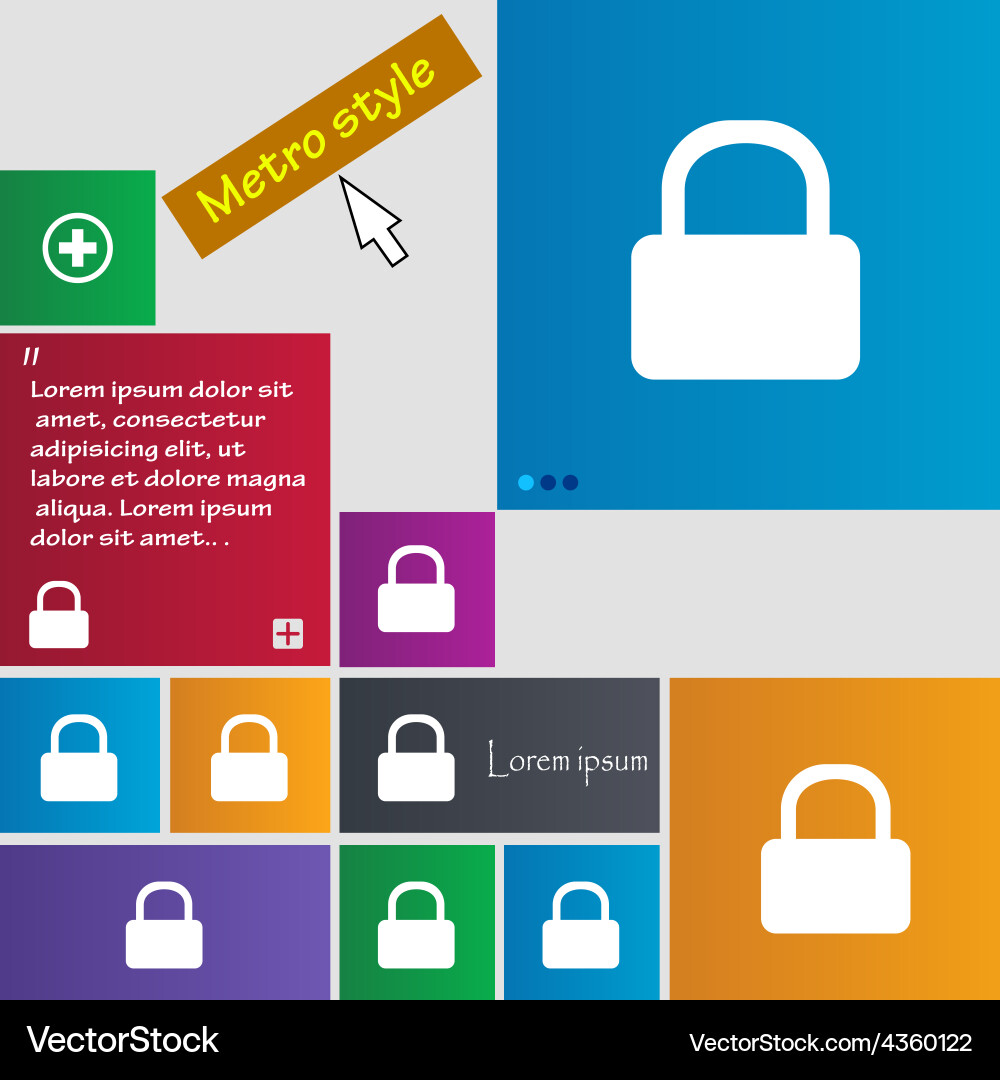 Pad lock icon sign metro style buttons modern Vector Image