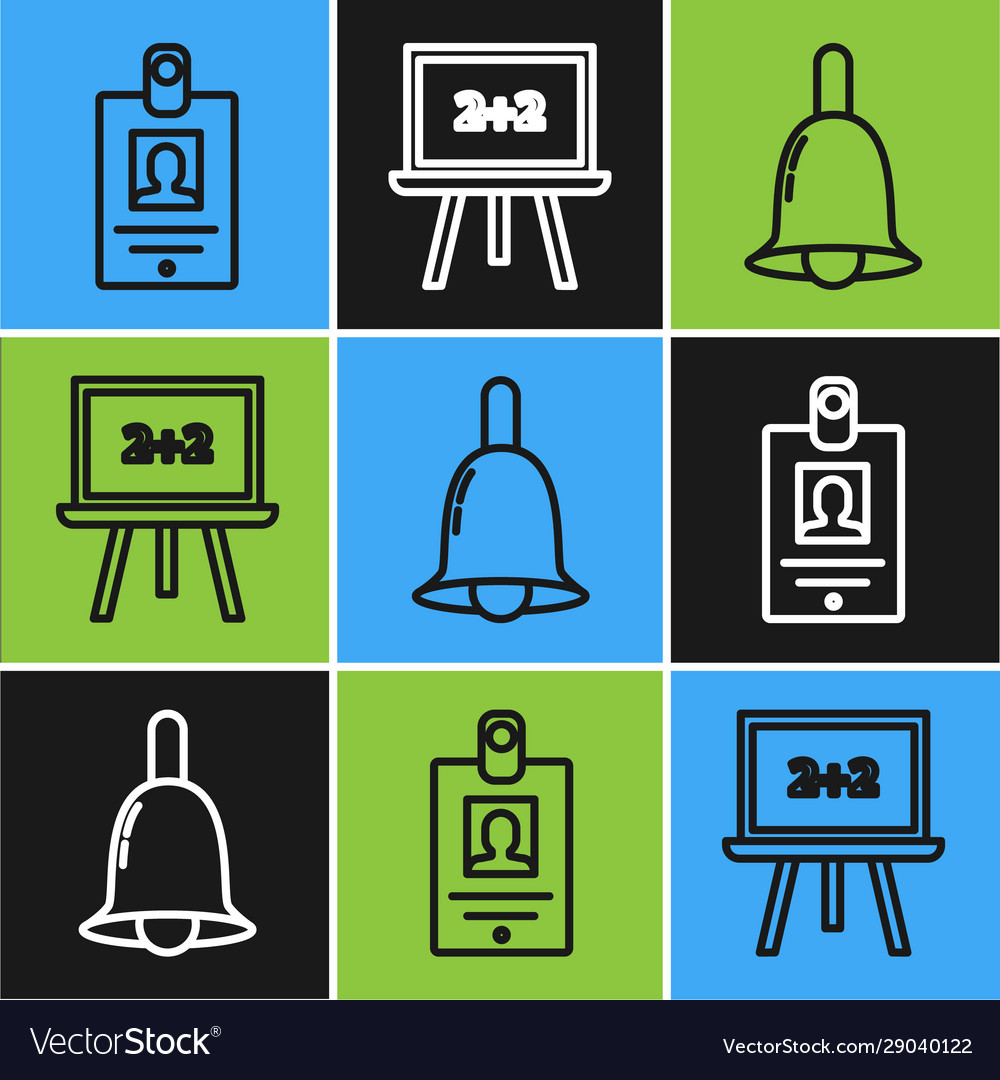 Set Line Identification Badge Ringing Bell Vector Image