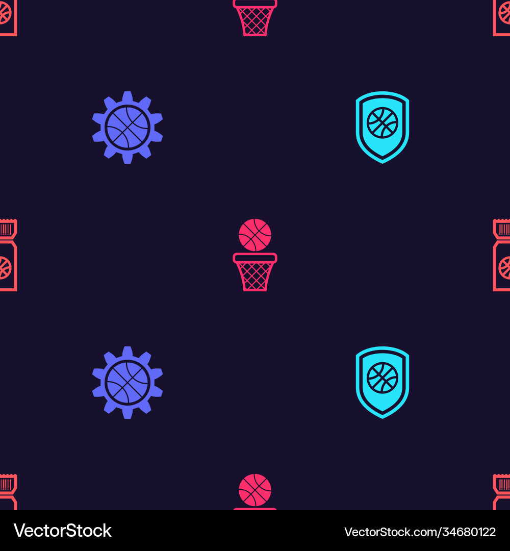 Set shield in basketball ball planning Royalty Free Vector